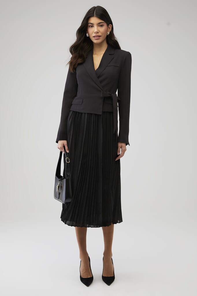 ASTR | Sekani Mixed Media Dress in Black| FashionPass