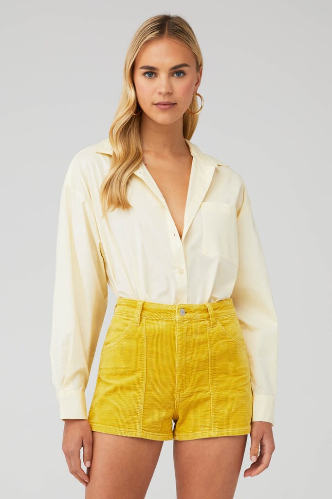 PISTOLA | Sloane Oversized Buttondown Shirt in Butter Yellow| FashionPass