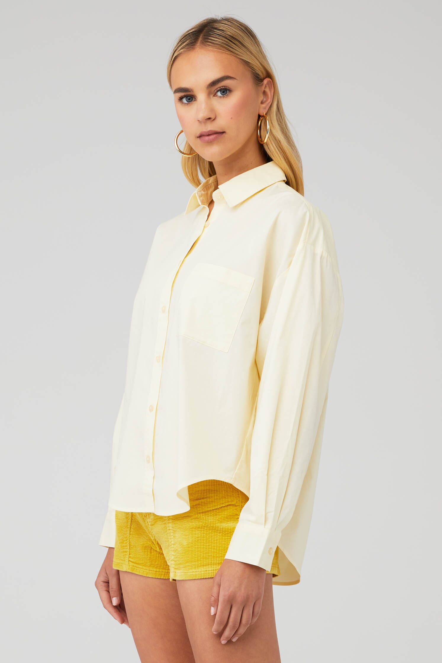 PISTOLA | Sloane Oversized Buttondown Shirt in Butter Yellow| FashionPass