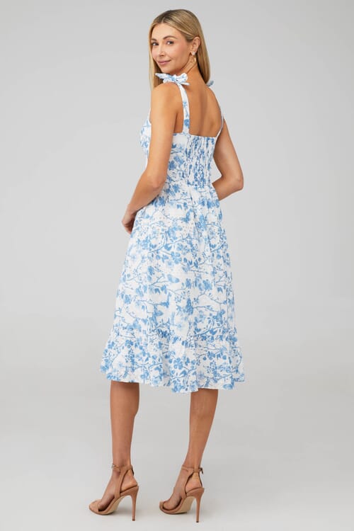 Steve Madden | Sophia Rose Floral Eyelet Midi Dress in Faded Blue ...