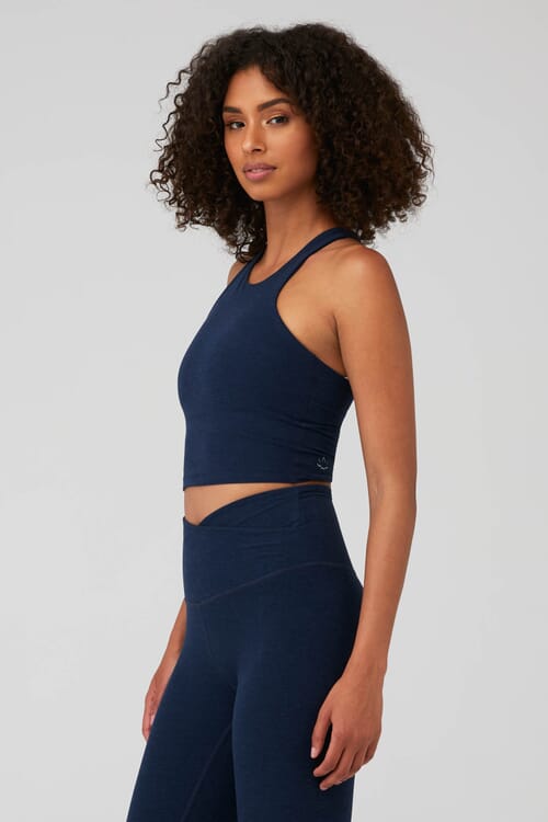 Beyond Yoga | Spacedye Focus Cropped Tank in Nocturnal Navy| FashionPass