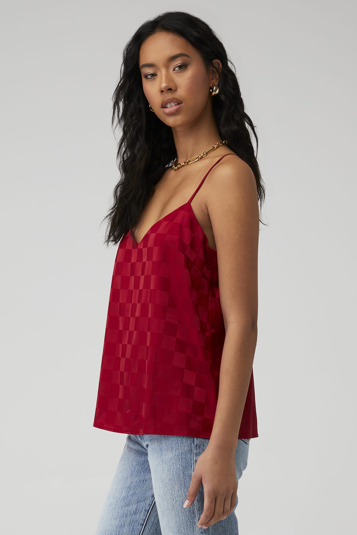 Show Me Your Mumu | Spotlight Tank in Red Checkerboard Satin| FashionPass