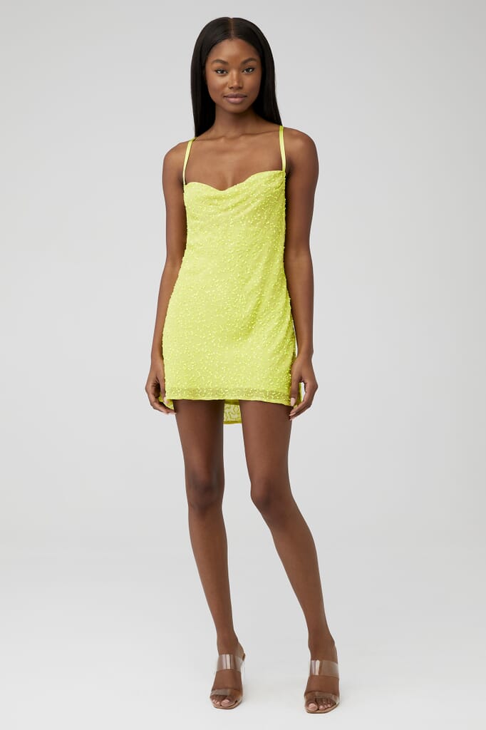 Show Me Your Mumu Suzanna Slip Dress Lime Sequin In Lime Sequins