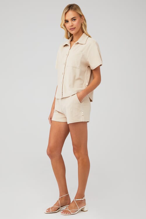 Araminta James | Terry Shirt Set in Biscuit | FashionPass