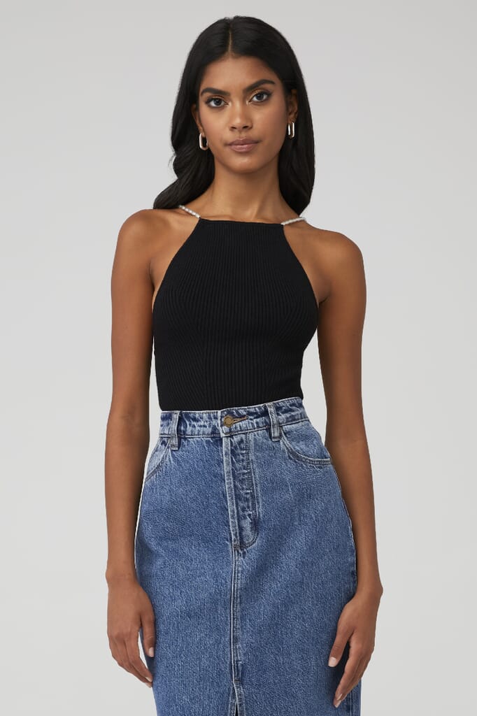 Favorite Daughter | Ropes Of Pearls Top in Meteorite| FashionPass