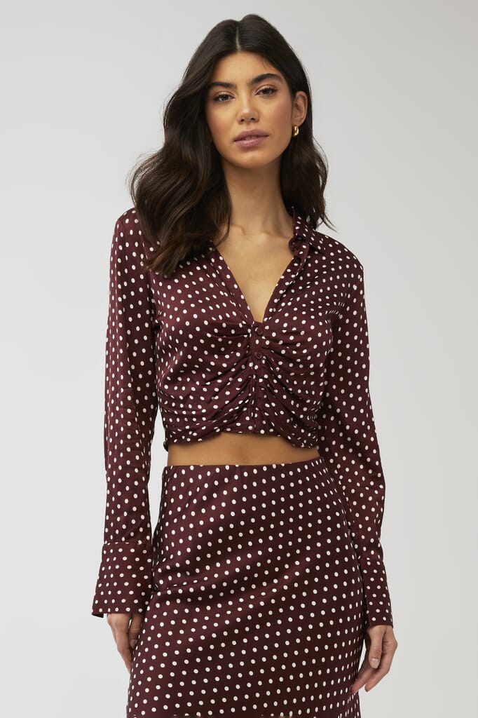 Favorite Daughter | Ruby Top in Sangria Ditsy Dot| FashionPass