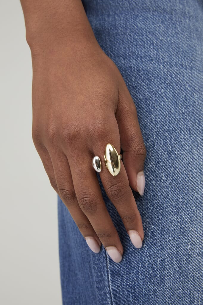 Luv Aj | Two-Tone Chrome Orb Ring in Two-Tone-| FashionPass