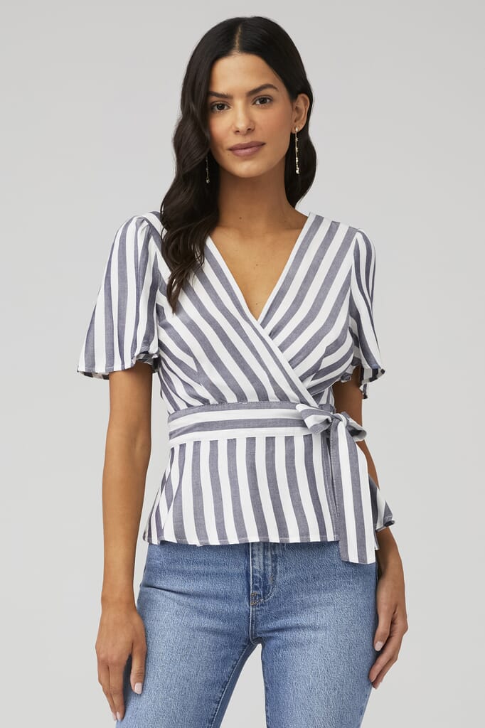 BB Dakota | Wrappers Delight Wrap Top in Navy| FashionPass