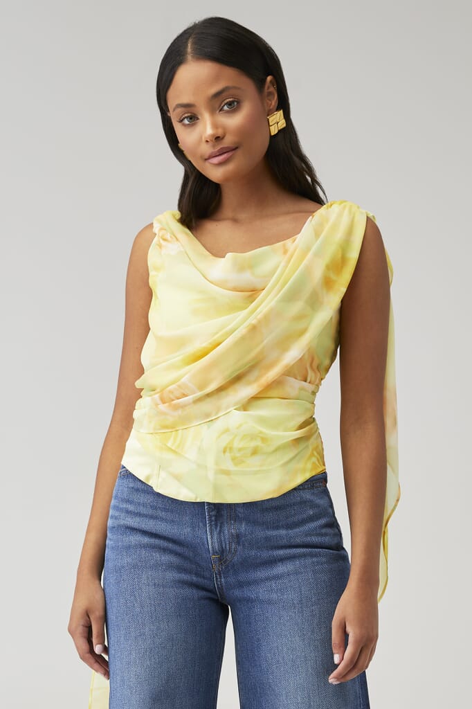 For Love & Lemons | X Fashionpass Harper Top in Yellow Rose| FashionPass