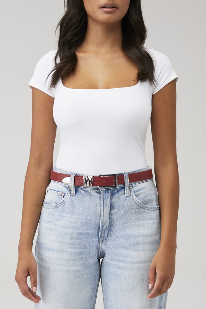 Petit Moments | X Fashionpass Modern Belt in Red/Silver| FashionPass