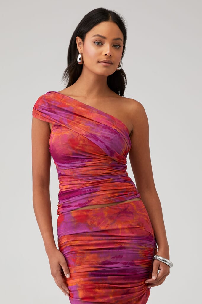 Ronny Kobo | X Fashionpass Verna Top in Tie Dye Pink| FashionPass